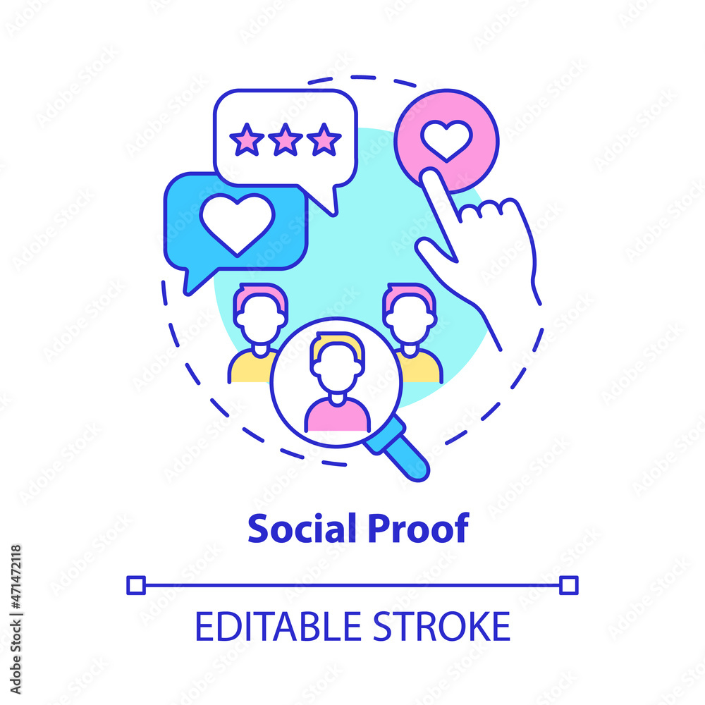 Social proof concept icon. Customer buying behavior pattern. Society ...