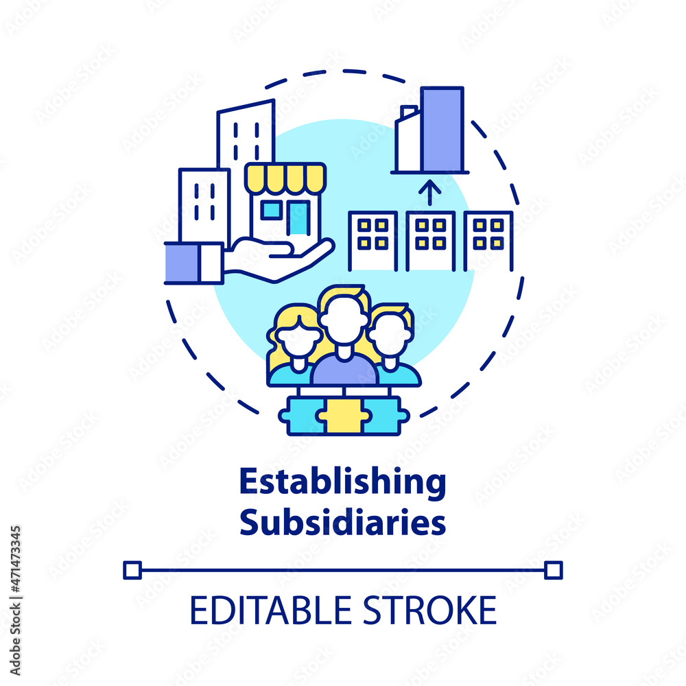 Vecteur Stock Establishing subsidiaries concept icon. Internal business ...