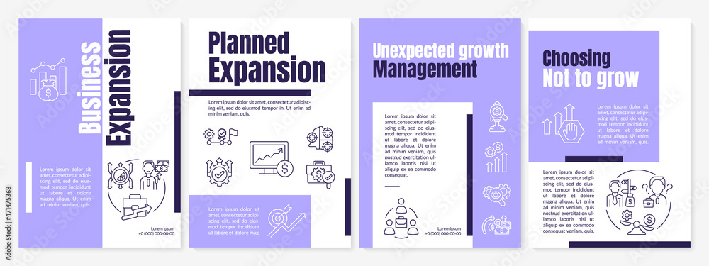 Business expansion purple brochure template. Company development. Flyer ...