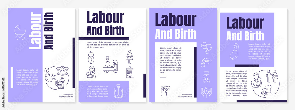 Labour and delivery brochure template. Regular contractions. Flyer ...