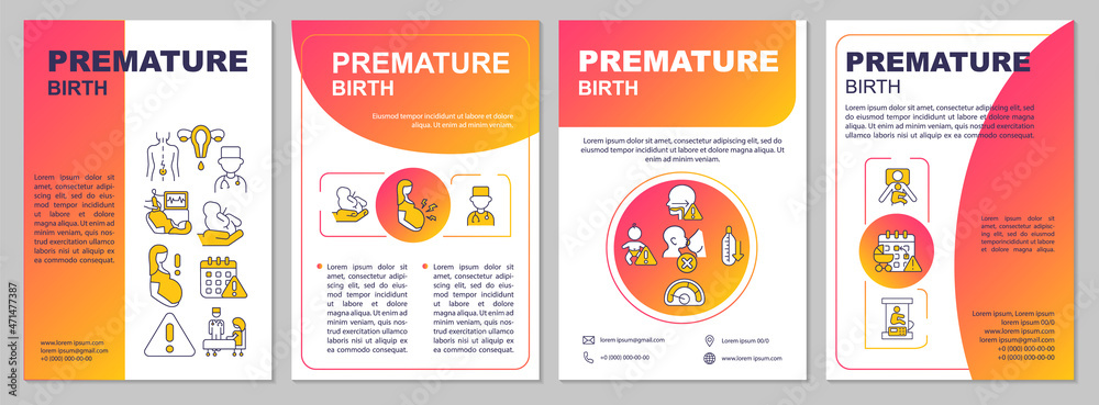 Preterm birth brochure template. Development complications risk. Flyer ...