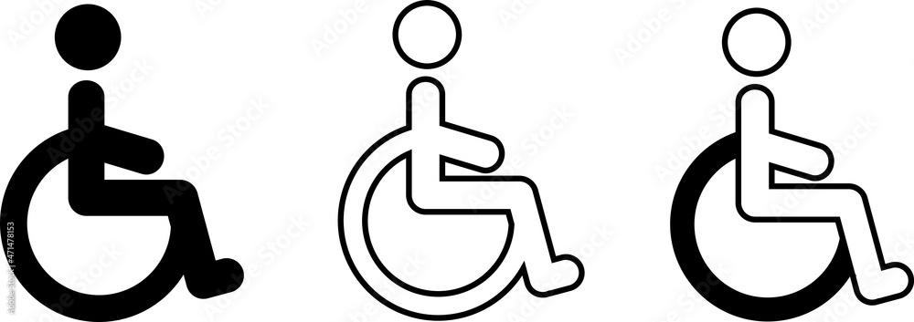Wheelchair icon. Handicapped symbol. Wheelchair symbols set Stock ...