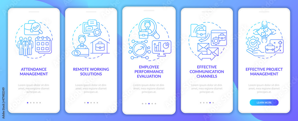Fototapeta Employee monitoring pros onboarding mobile app page screen ... Fototapeta Employee monitoring pros onboarding mobile app page screen ...
