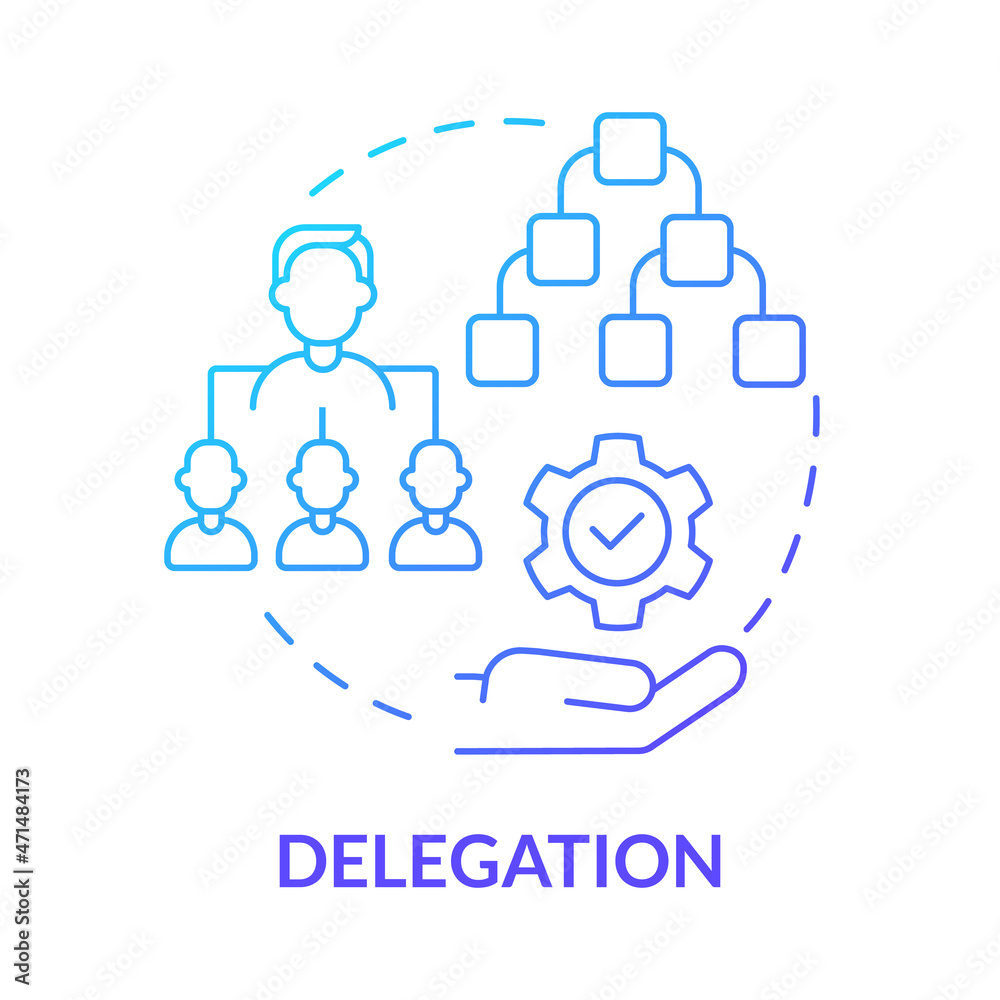 Delegation blue gradient concept icon. Online entrepreneur skill ...
