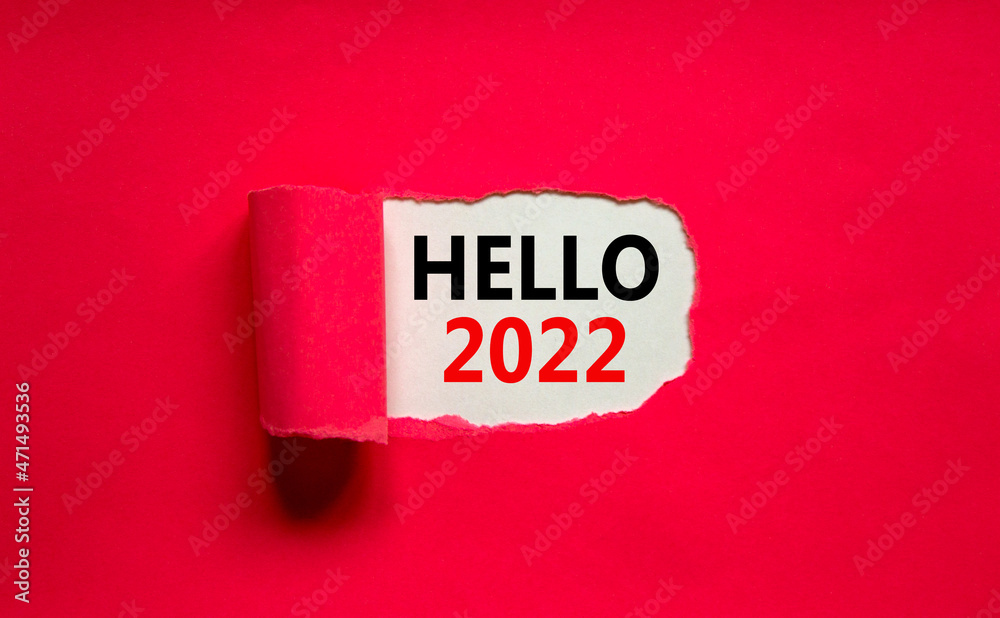 2022 hello new year symbol. Concept words Hello 2022 appearing behind ...