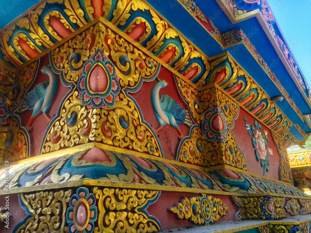 Elements of Temple in Buddha park in Kathmandu, around the Monkey ...