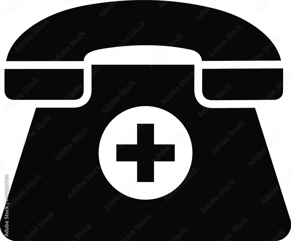 Hospital phone glyph icon vector on white background. Flat vector ...
