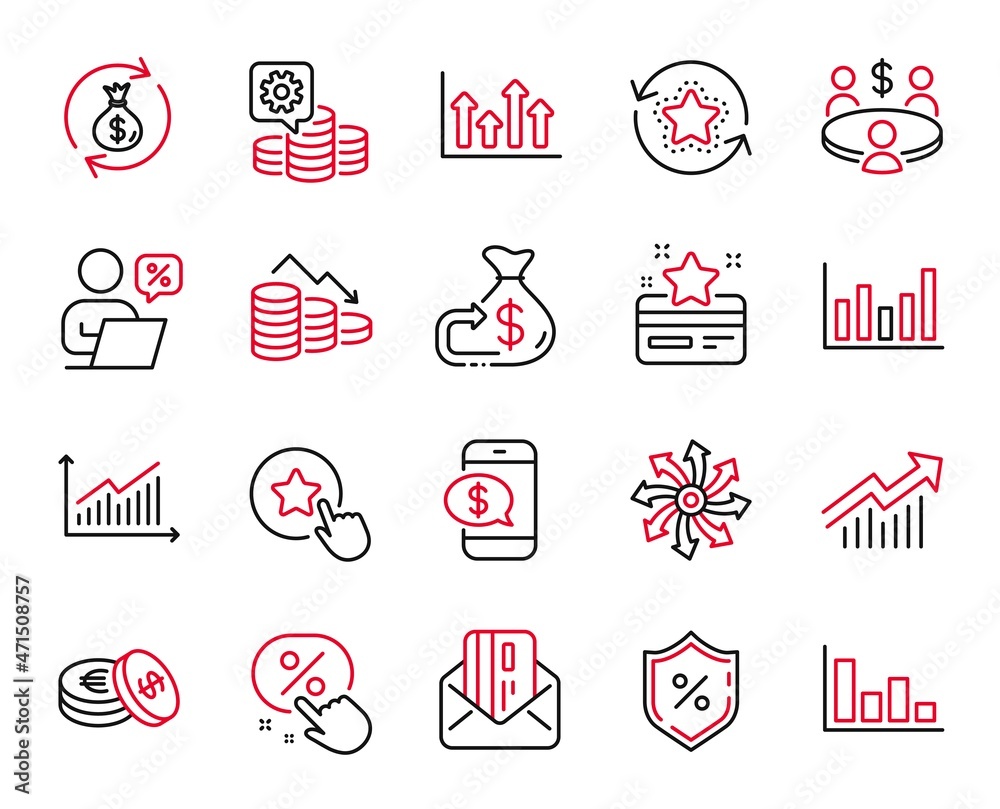 Vector Set of Finance icons related to Upper arrows, Cashback and Money ...