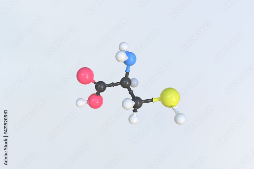 Molecule of cysteine, isolated molecular model. 3D rendering Stock ...