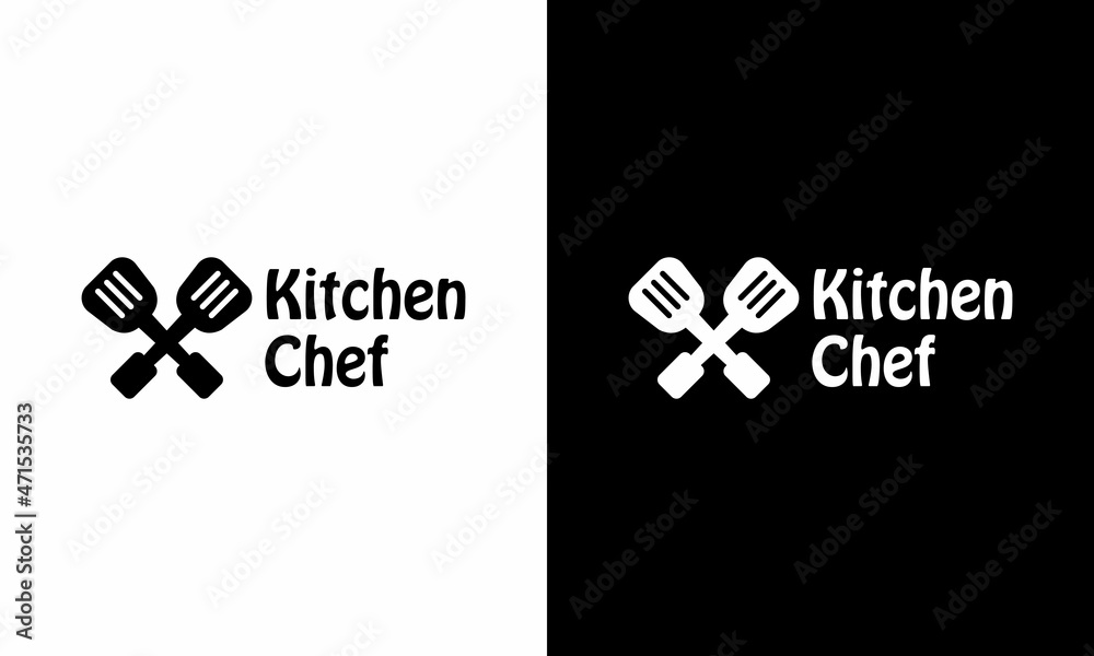 restaurant service logo isolated on white. simple flat cartoon style ...
