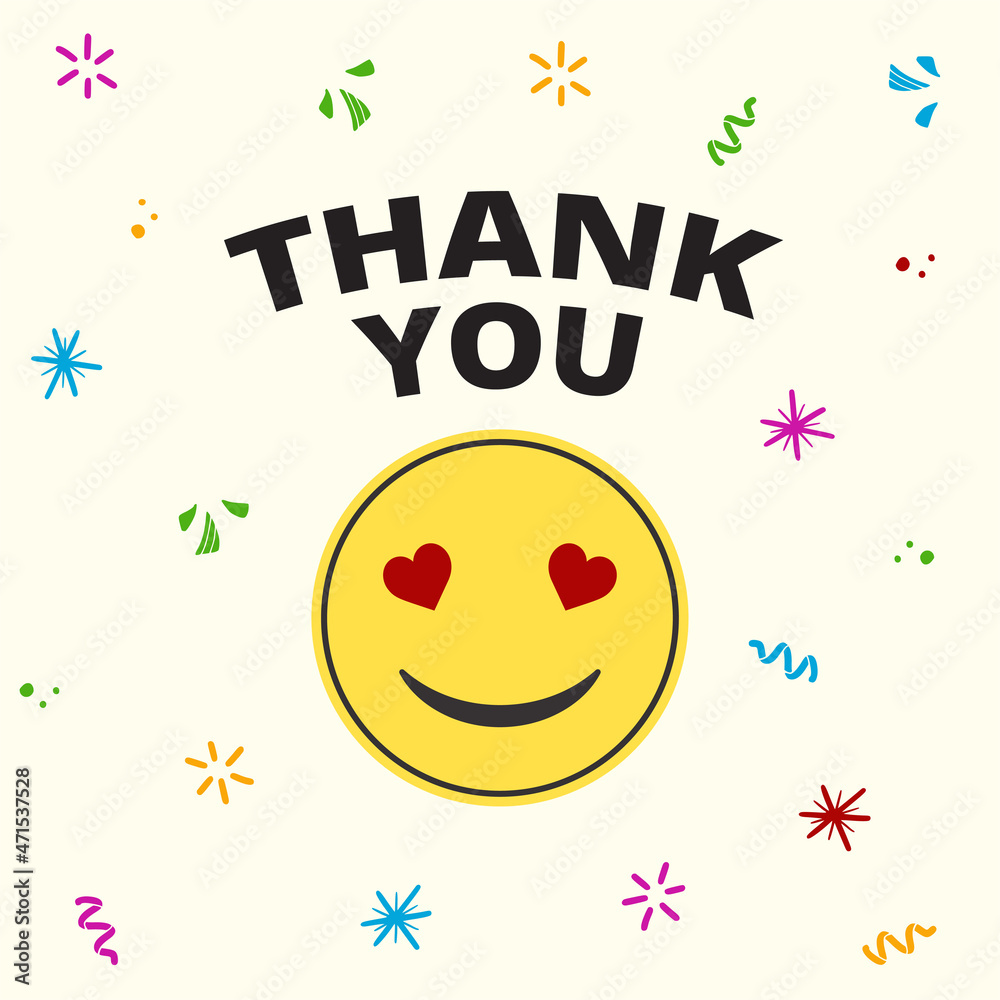 Trendy retro smile sticker with text Thank you. Hipster smile emoji ...