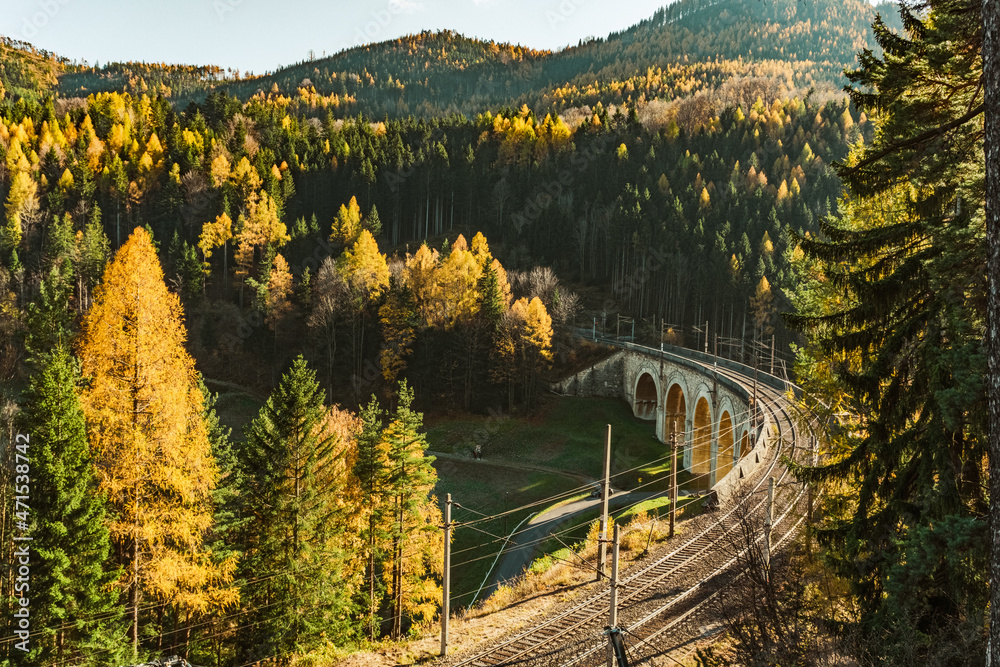 Semmering Railway in Lower Austria. Beautiful historic scenic train ...