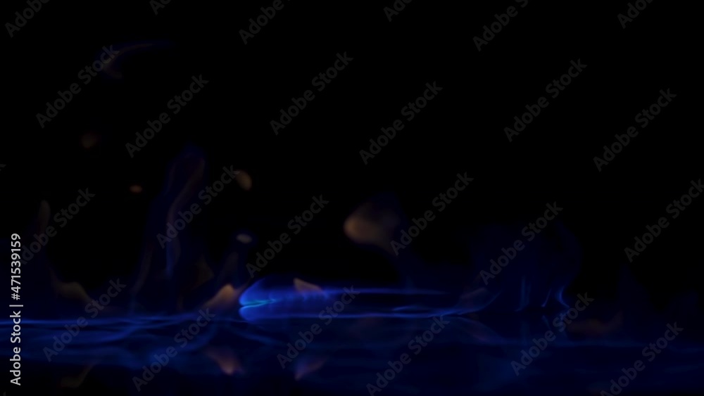 Flammable liquid catches fire and burns on black studio background. Gas ...