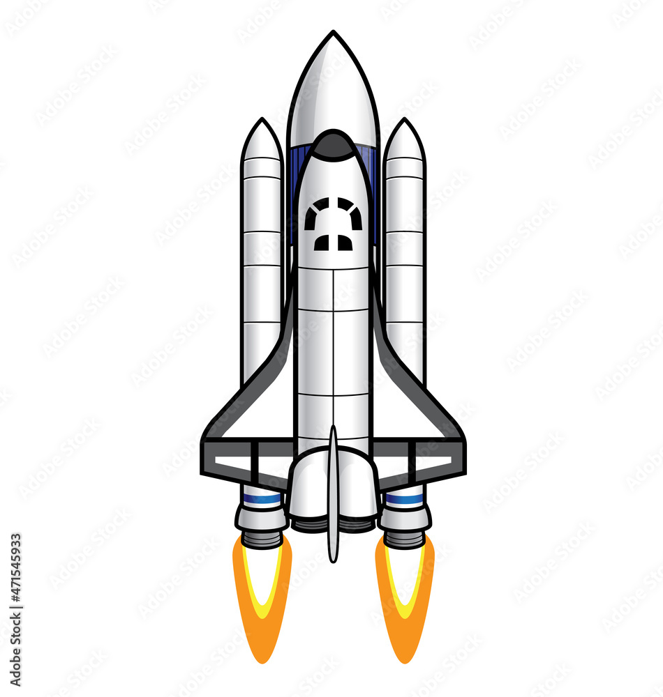 cartoon space shuttle and booster Stock Vector | Adobe Stock