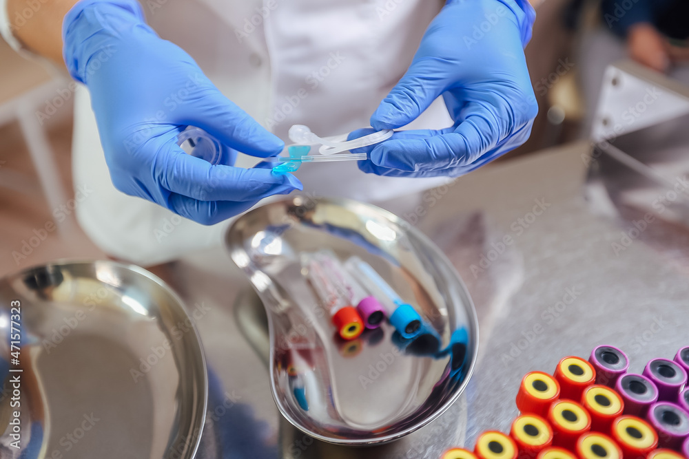 Blood Drawing equipment in laboratory for analysis Stock Photo | Adobe ...