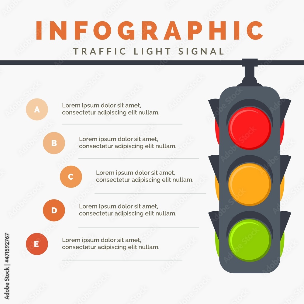 Illustration infographic traffic light signal with symbol in yellow ...