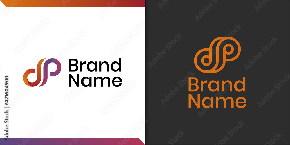 initial letter DP linear infinity technology logo design vector ...