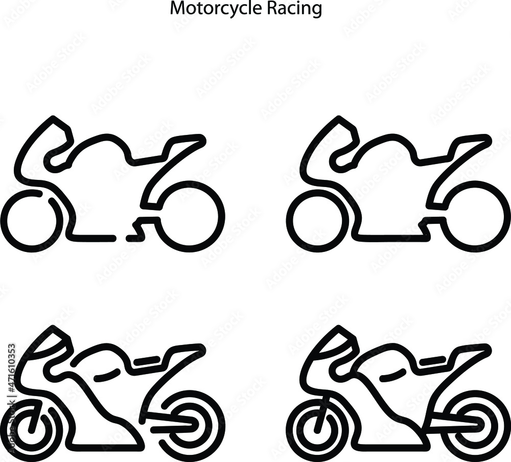 motorcycle racing icons isolated on white background. motorcycle racing ...
