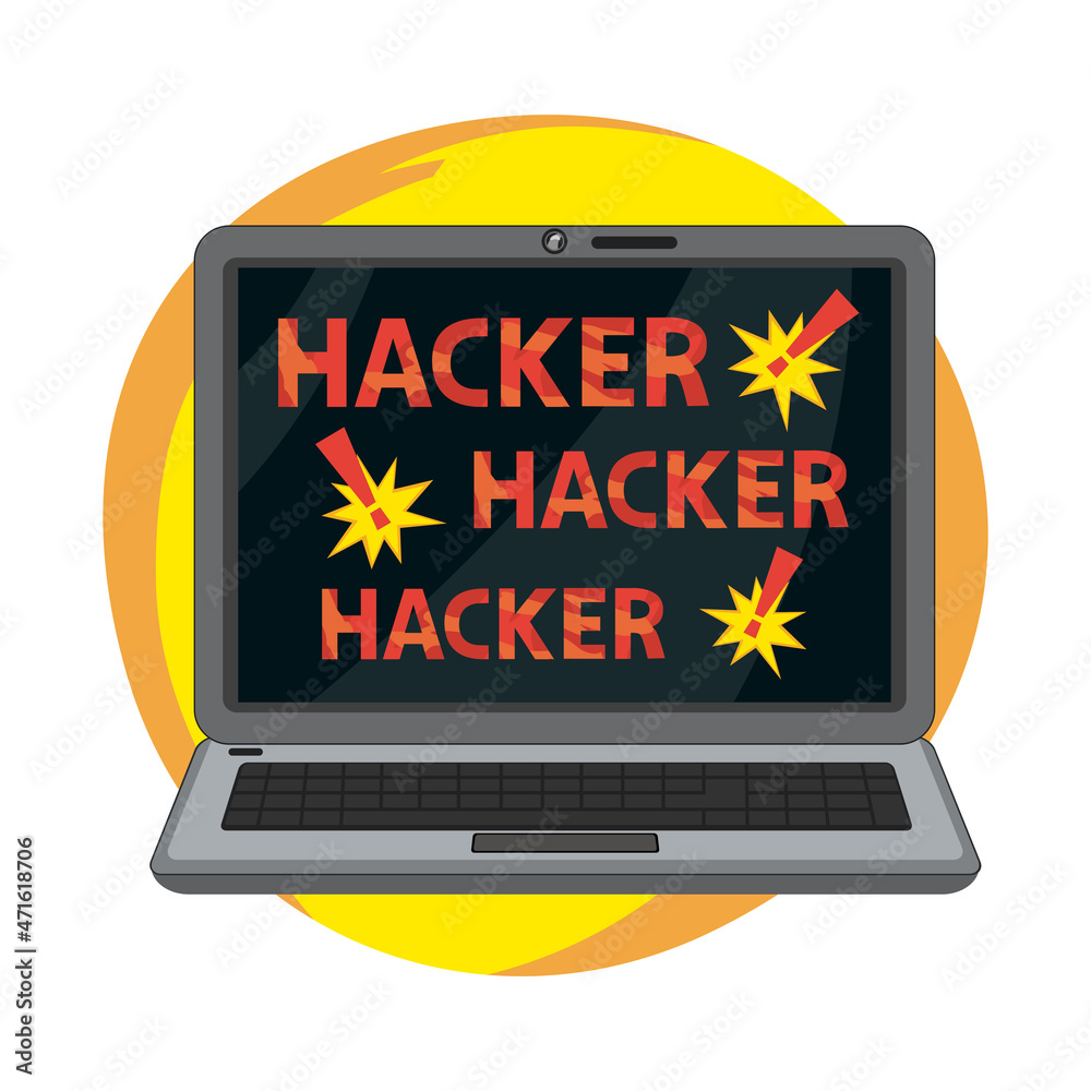 Computer screen with text hacker attack on screen, Illustration vector ...