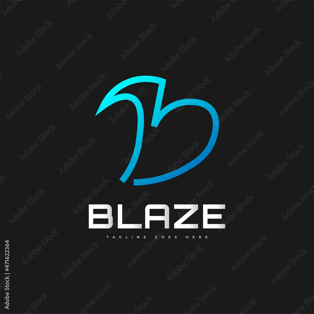 Blue Letter B Logo Design with Modern and Abstract Style. Cool Initial ...