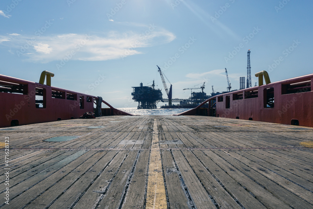 View Of A Production Platform From An Anchor Handling Tug Boat At ...