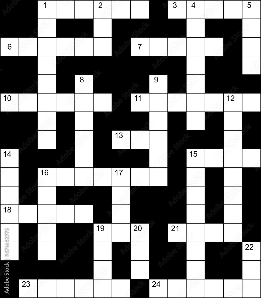 Simple crossword puzzle. Empty grid with numbers. Vector illustration ...