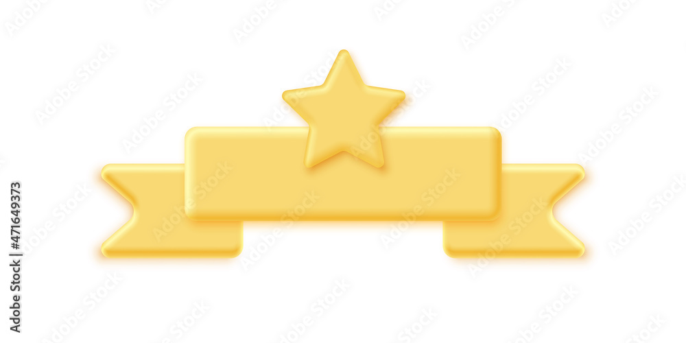 Gold star award with ribbon, 3d golden prize for winner or celebrity ...