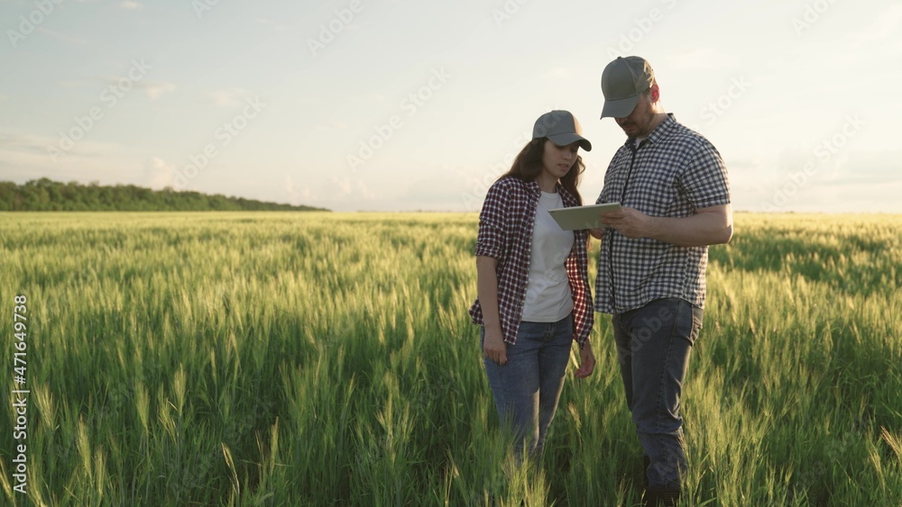 farmers shake hands on field with wheat, teamwork in agriculture ...