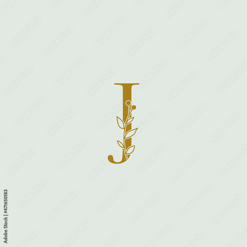 Graphic Floral Initial Alphabet J flowers bouquet composition. Unique ...