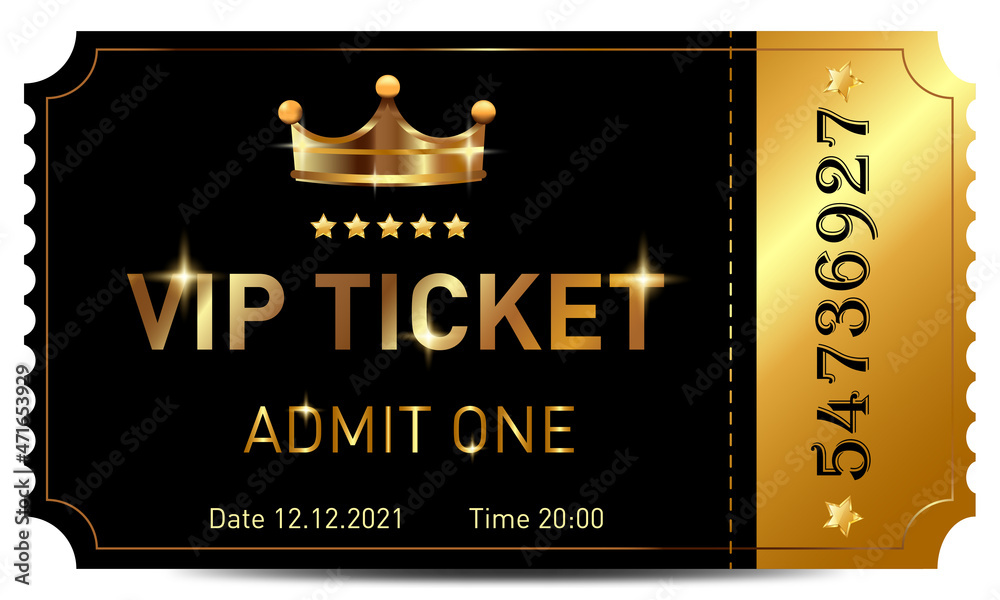 Vip gold ticket Stock Vector | Adobe Stock