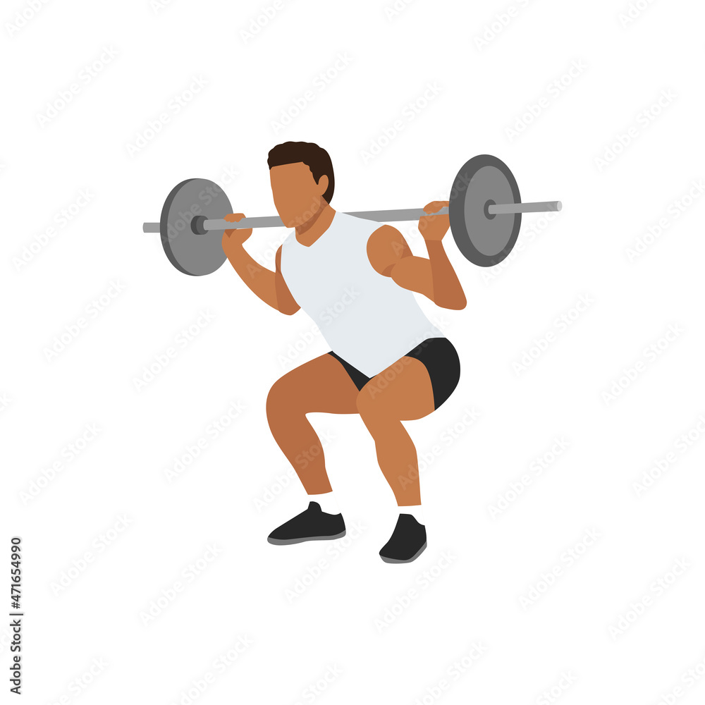 young athlete powerlifter squat in powerlifting isolated on white ...