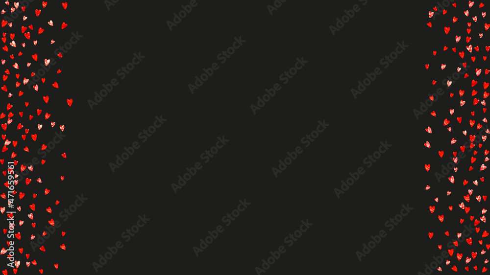 Valentine day border with red glitter sparkles. February 14th day ...