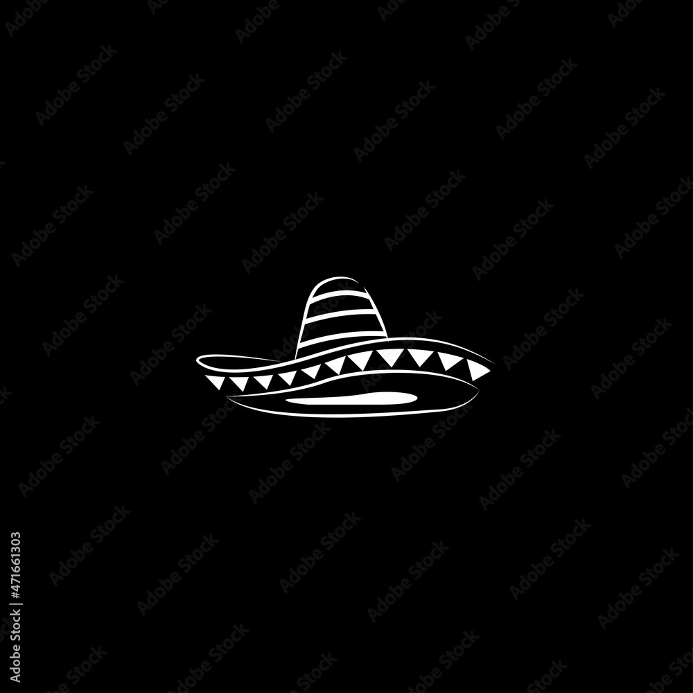 Simple Black Mexican Hat Sombrero silhouette logo vector Stock Vector ...