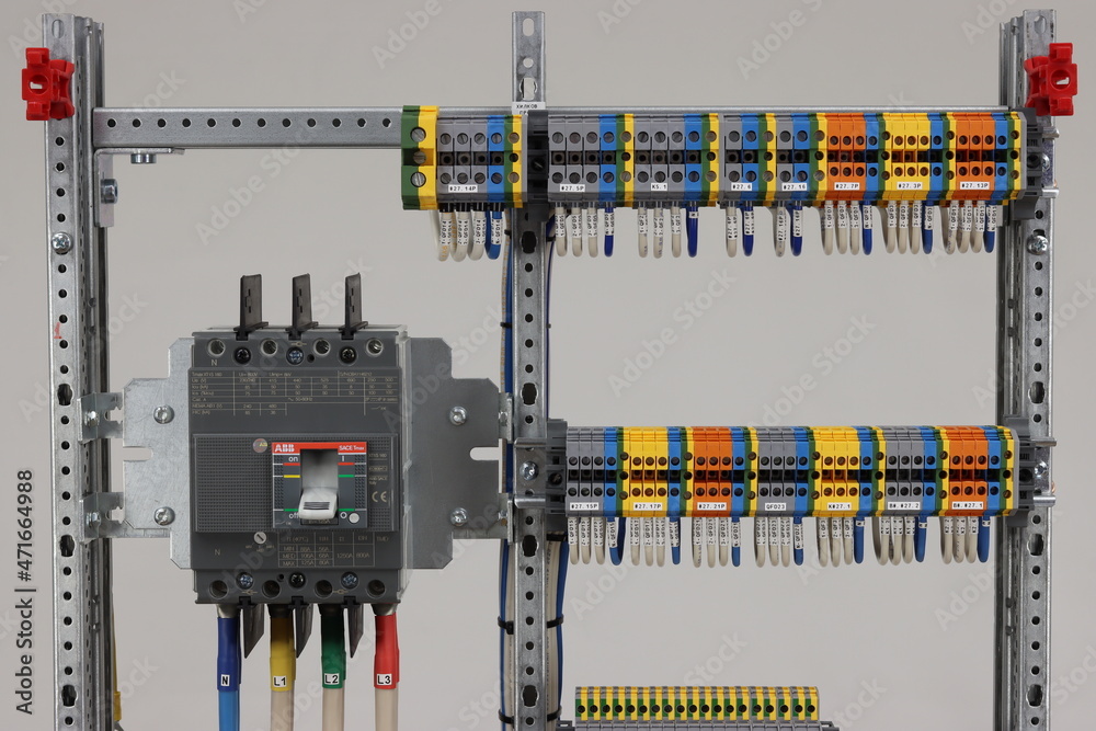 Introductory automatic current switch ABB in the electrical panel for ...