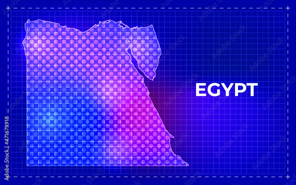 Egypt Digital Map with glowing Dots and Technology background Stock ...