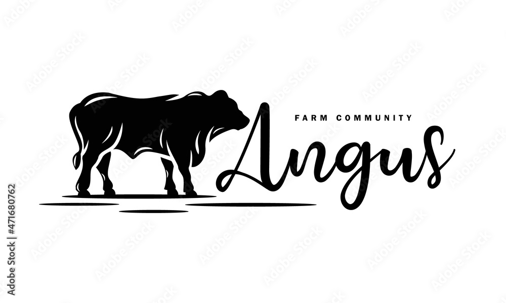 Angus Farm, Cattle, Livestock Community Logo Design - Isolated vector ...