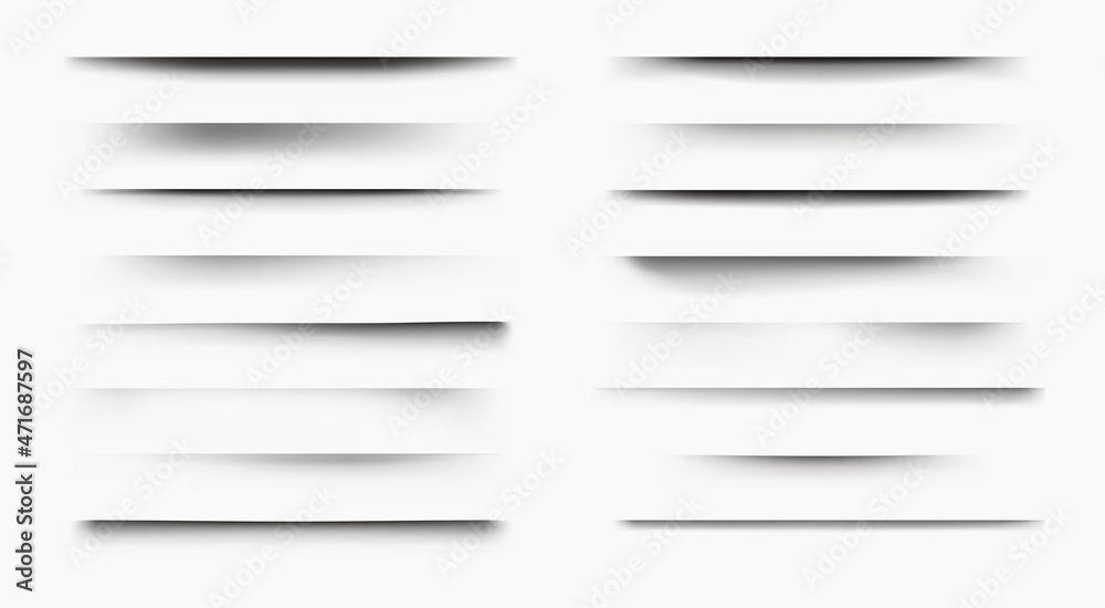 Paper shadow. Realistic page edge shadow overlay and 3D divider effect ...