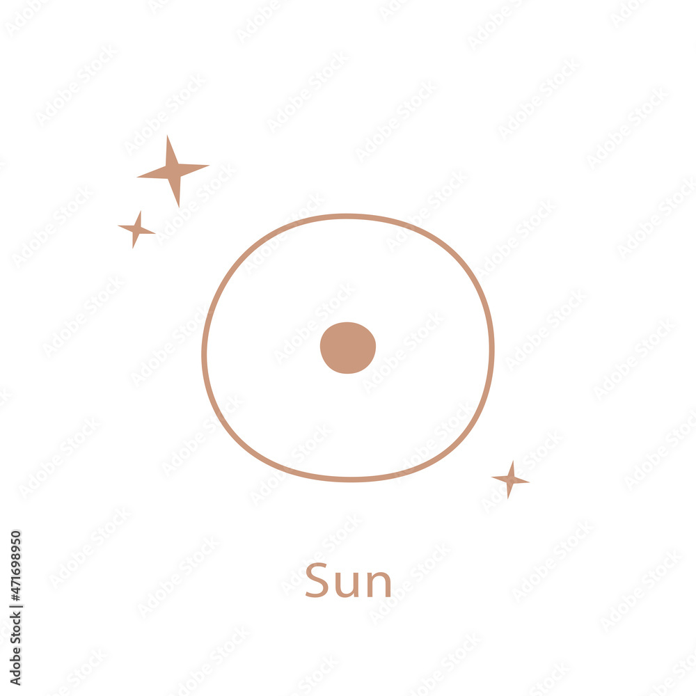 Tarot card with sun with face, moon phases and stars. Magic card ...