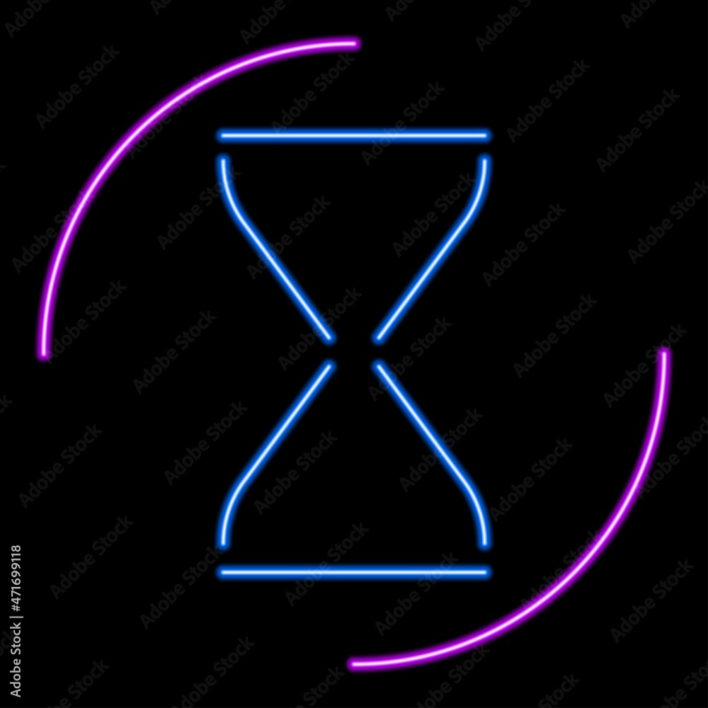 hourglass neon sign, modern glowing banner design, colorful modern ...