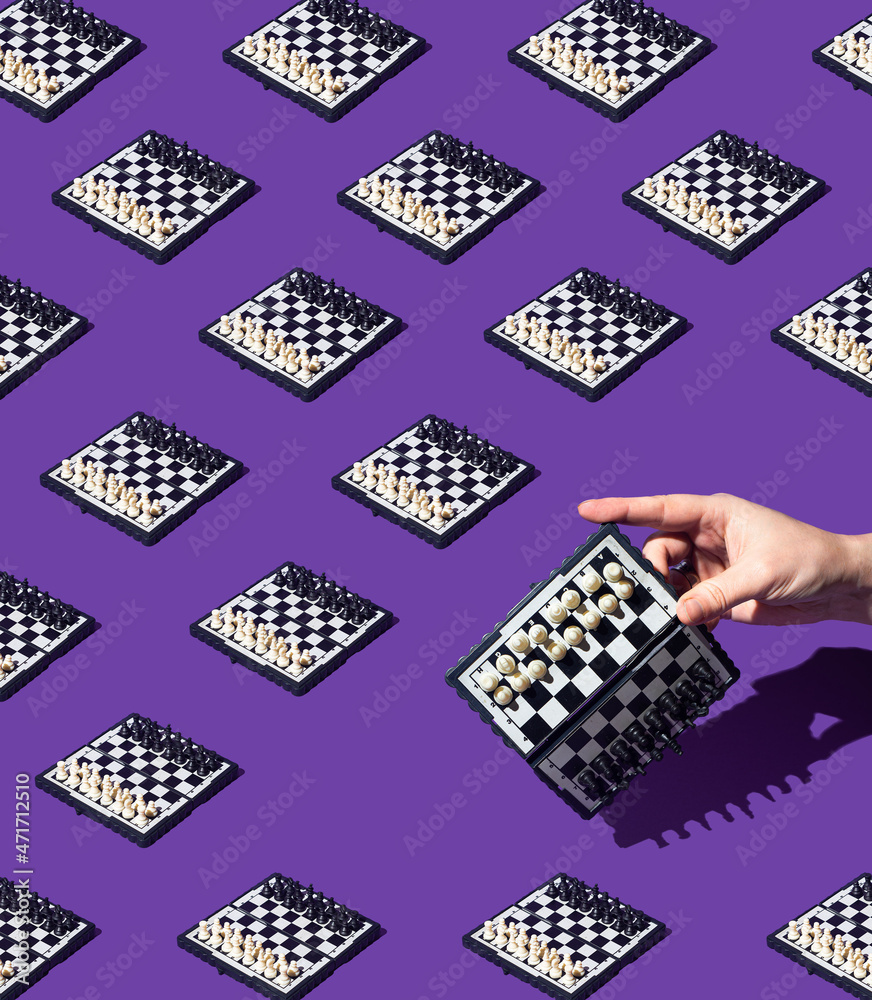 Seamless checkerboard pattern on a monochrome purple background. Female ...