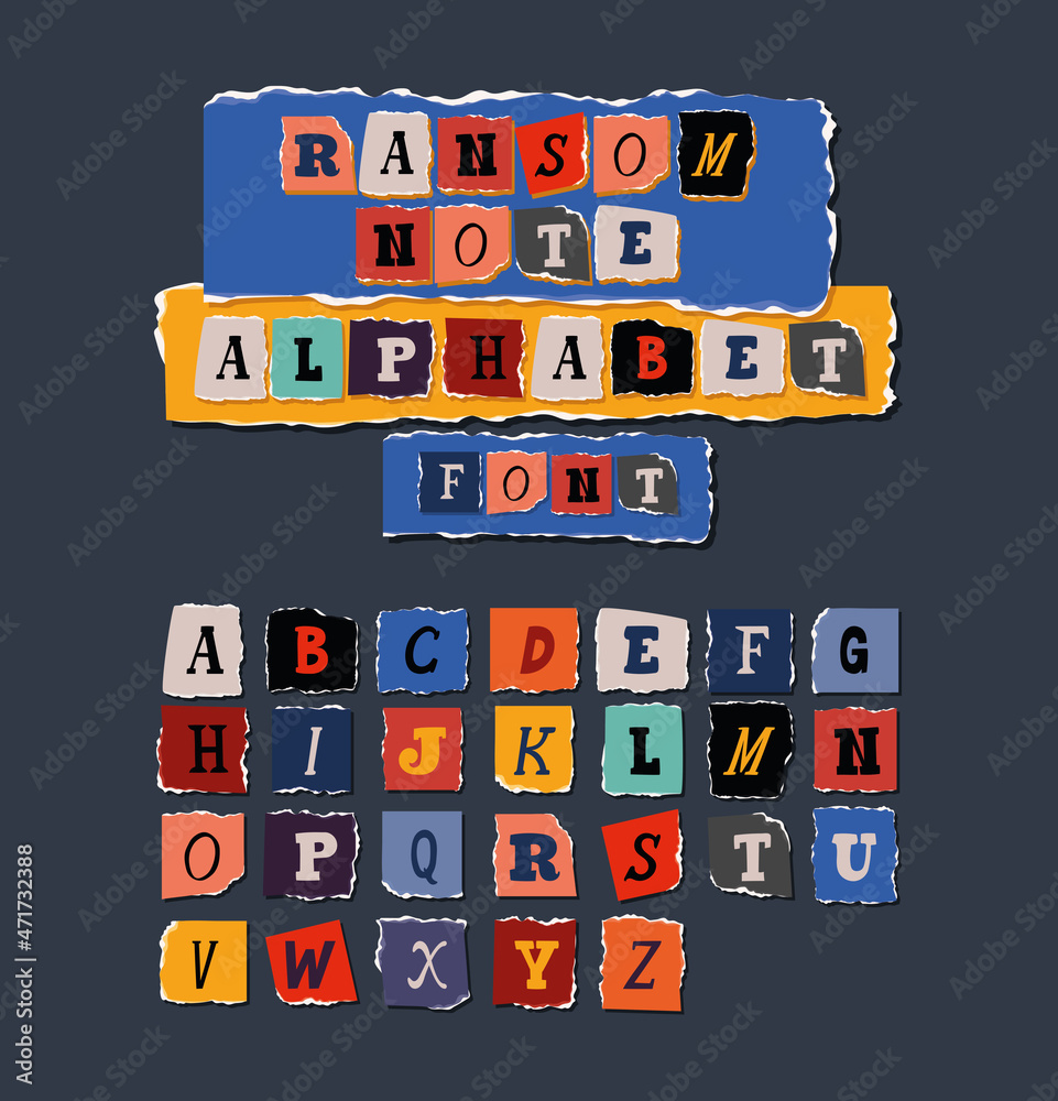 ransom note alphabet font card Stock Vector | Adobe Stock
