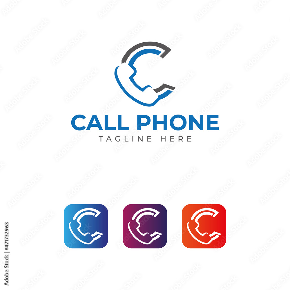 call logo design and app icon design, call phone logo design concept ...