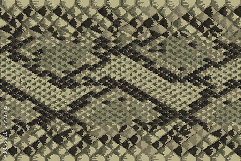 Full Seamless Ornamental Snake Animal Skin Pattern Vector. Monochrome ...