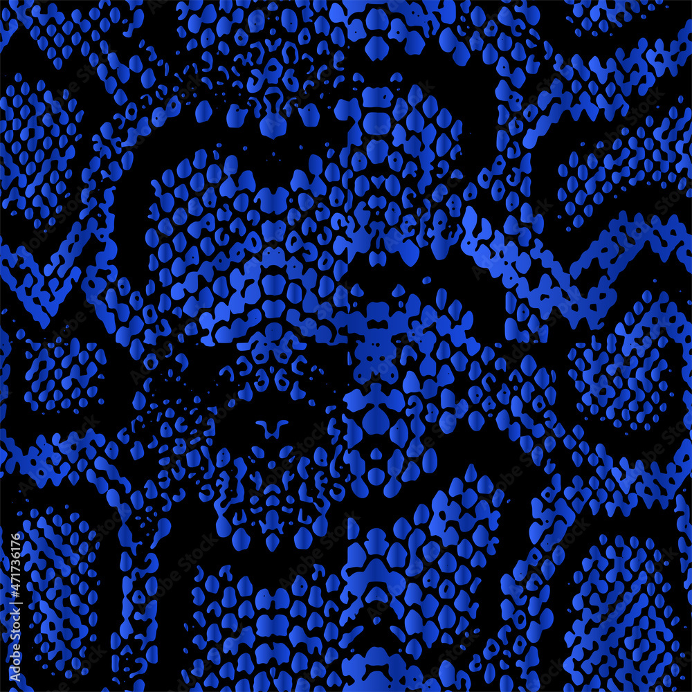 Full Seamless Snake Animal Skin Texture Pattern Vector. Night Blue ...