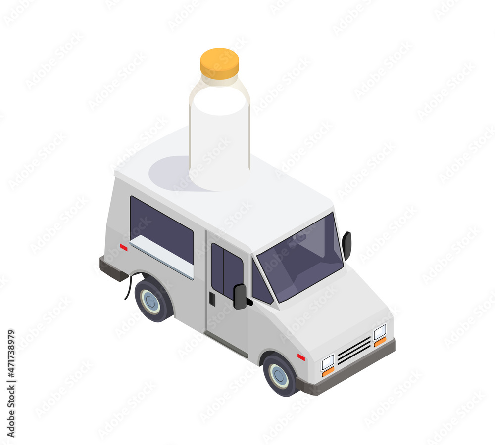 Milk Selling Car Composition Stock Vector | Adobe Stock