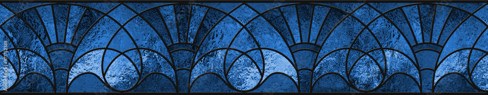 Blue stained glass window. Abstract stained-glass background. Art ...