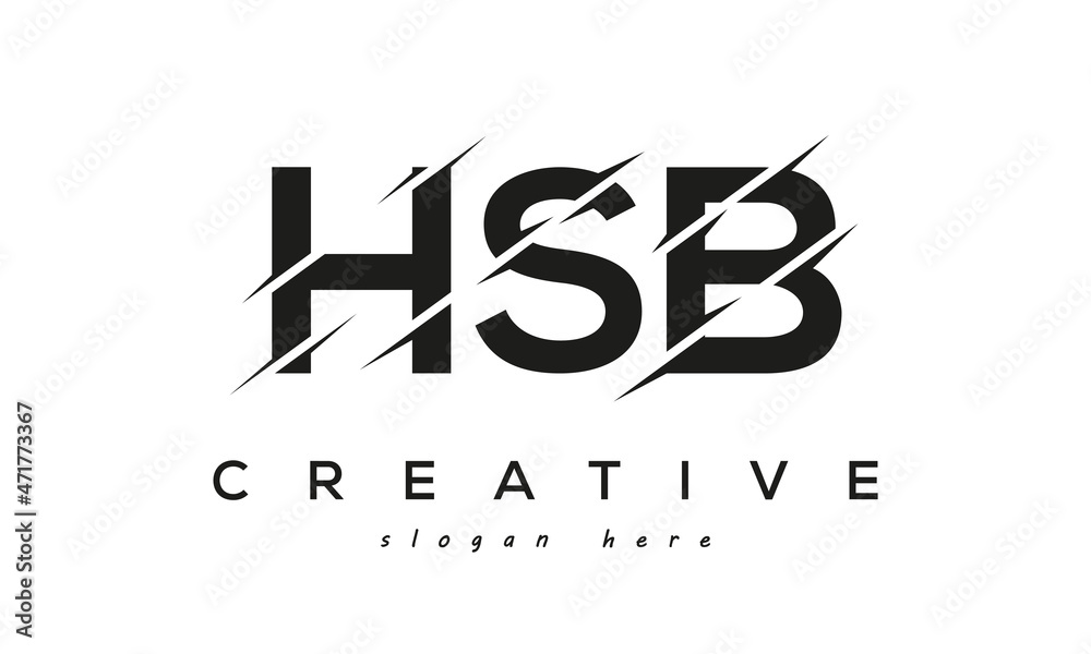 HSB Letter Logo Design With A Creative Cut Stock Vector | Adobe Stock