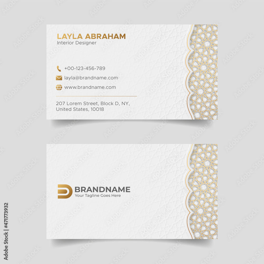 Islamic Arabic style business card design template Stock Vector | Adobe ...