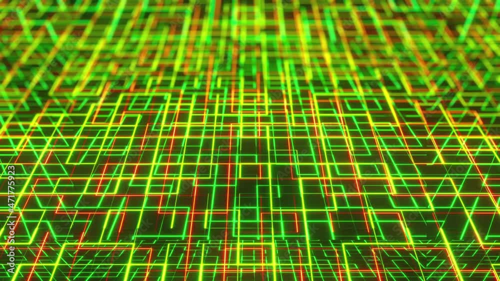 Geometric curved lines in 3d render of abstract web corridors ...