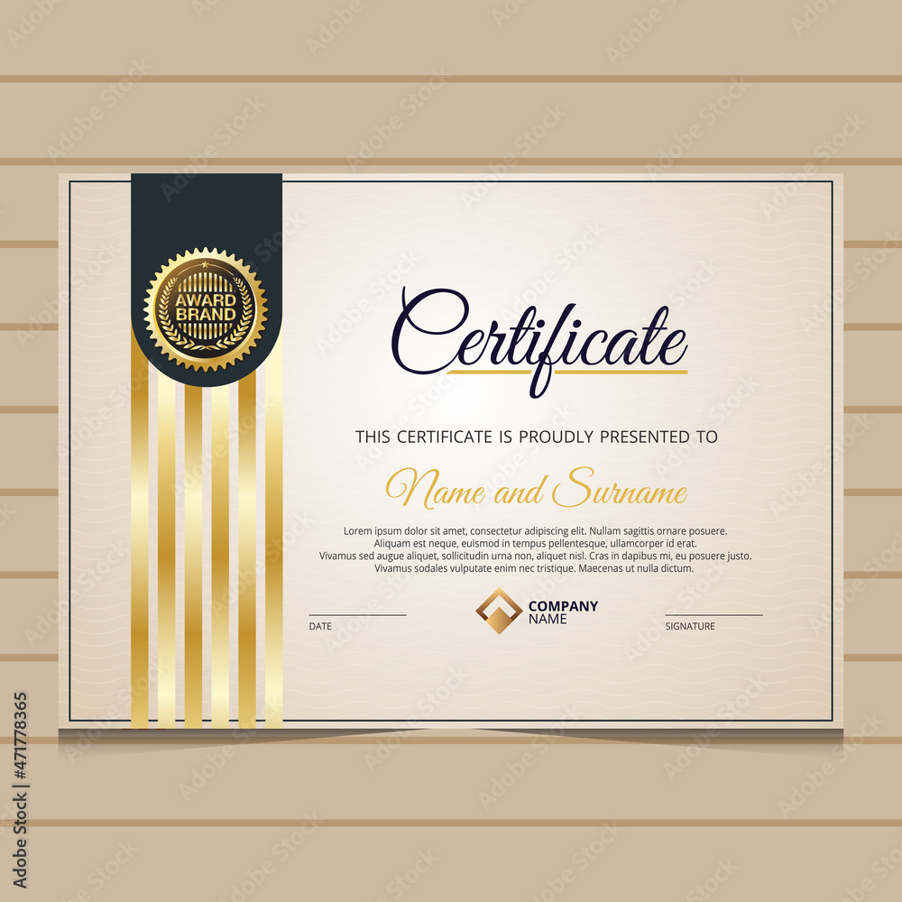 Elegant gold diploma certificate template. Use for print, certificate ...